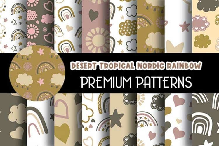 Desert Tropical Rainbow Digital Papers