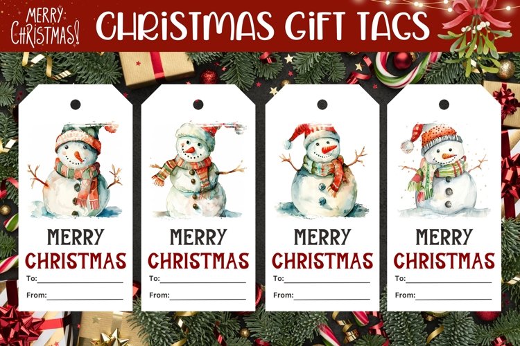 Watercolor Snowman Gift Tags, Winter Gift Tag (5051823)