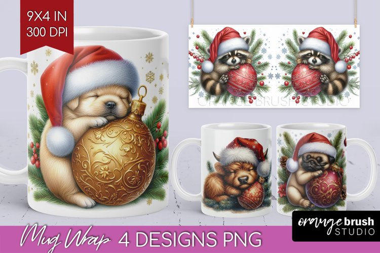 Christmas Animals Mug Wrap - Cute Christmas Mug (4903015)