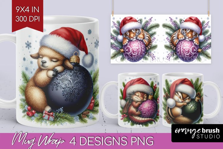 Christmas Animals Mug Wrap - Cute Christmas Mug (4903034)
