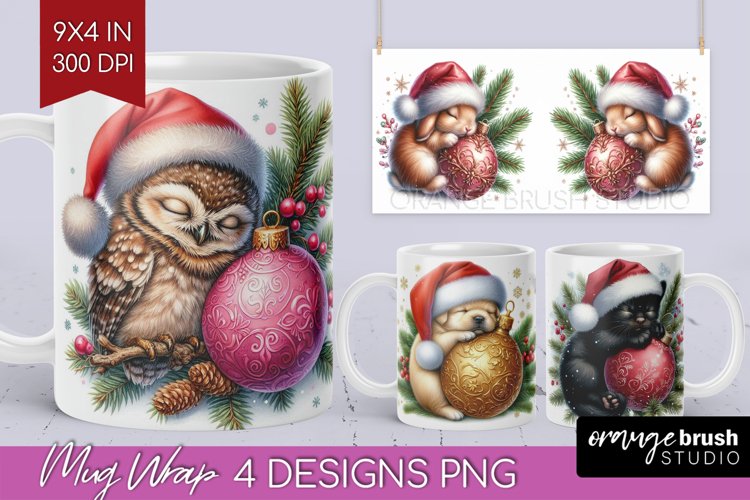 Christmas Animals Mug Wrap - Cute Christmas Mug (4903045)
