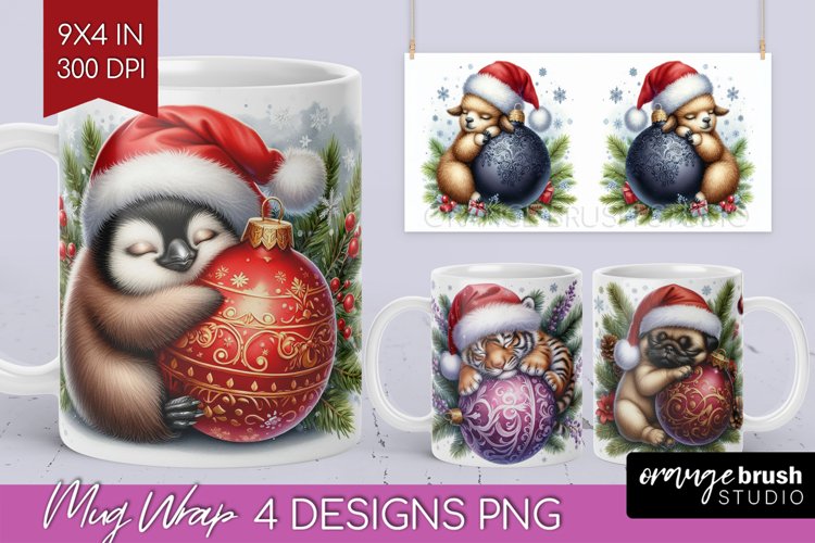 Christmas Animals Mug Wrap - Cute Christmas Mug (4903050)