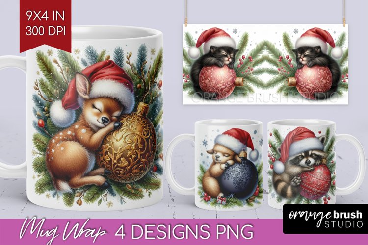 Christmas Animals Mug Wrap - Cute Christmas Mug (4903055)