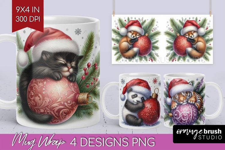 Christmas Animals Mug Wrap - Cute Christmas Mug (4903060)