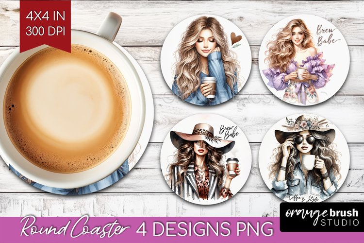 Coffee Girl Round Coaster - Coffee Lover Coaster (4915655)