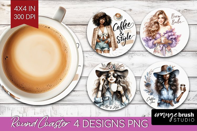 Coffee Girl Round Coaster - Coffee Lover Coaster (4915663)