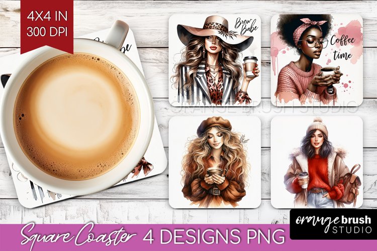 Coffee Girl Square Coaster - Coffee Lover Coaster (4915579)