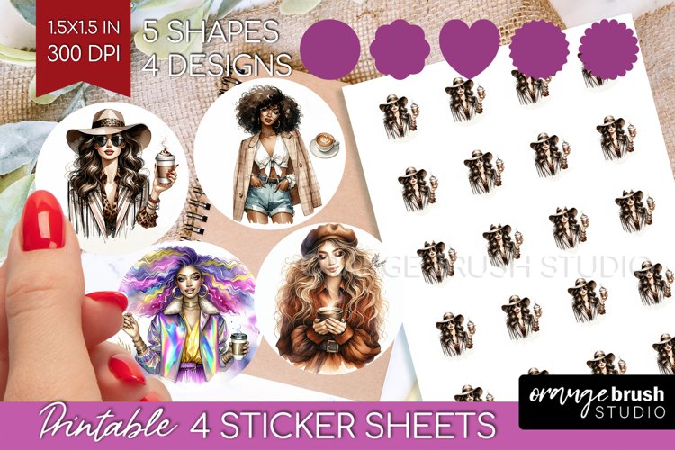 Coffee Girl Round Sticker - Coffee Lover Printable (4914983)