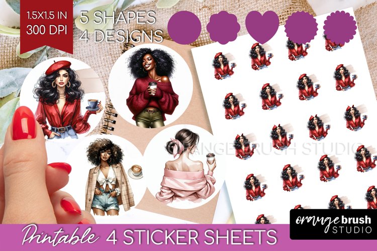 Coffee Girl Round Sticker - Coffee Lover Printable (4915060)