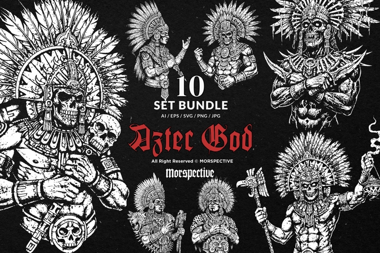 10 Bundle Dark Art Aztec God Warrior Myth Tribal Culture