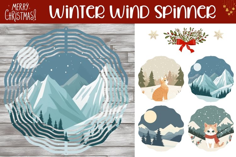 Winter Forest Wind Spinner, Cozy Christmas Wind Spinner
