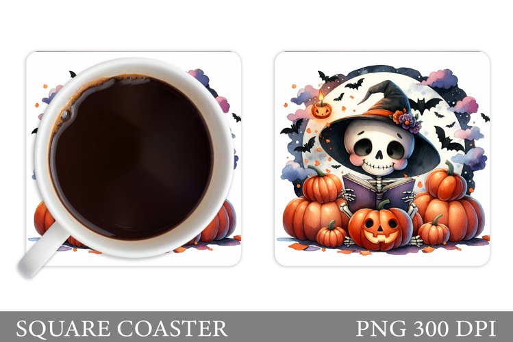 Skeleton Coaster Sublimation. Halloween Coaster (4309603)