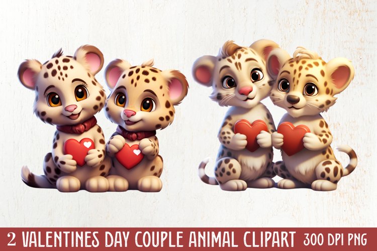 Couple Animal Valentines Day Clipart Bundle, Couple Animal