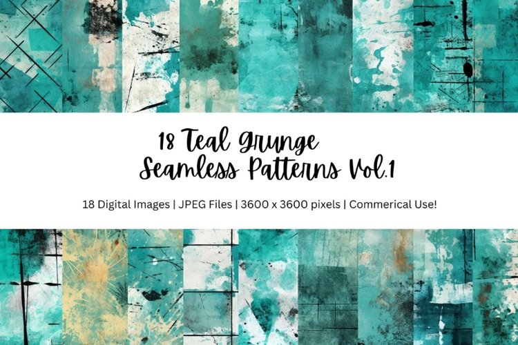 18 White Turquoise Seamless Patterns - 300DPI