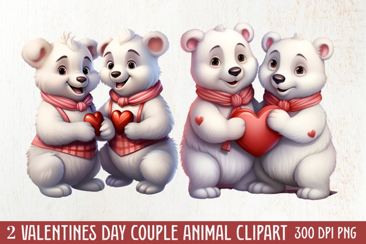 Couple Animal Valentines Day Clipart Bundle, Couple Animal