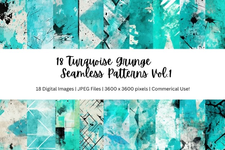 18 White Turquoise Seamless Patterns - 300DPI