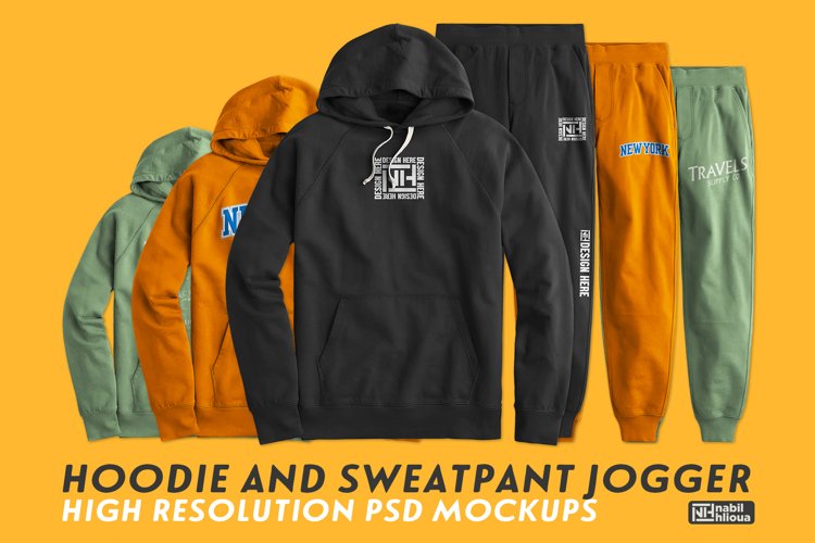 hoodie and sweatpant jogger Mockup PSD Template