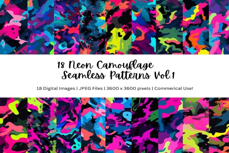 18 Neon Seamless Patterns - 300DPI