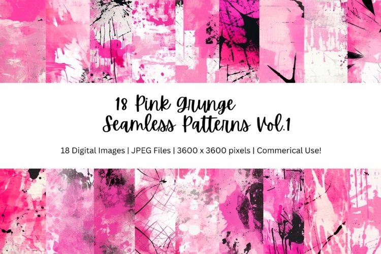 18 Pink Grunge Seamless Patterns - 300DPI