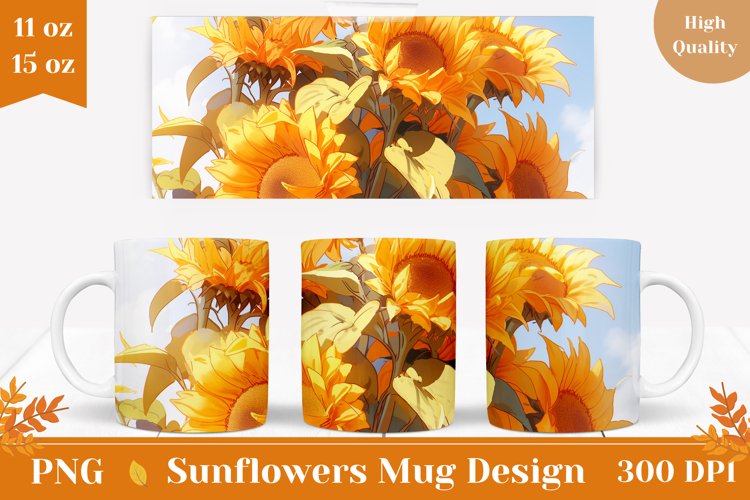 Sunflowers Mug Sublimation Design, Fall (2762266)