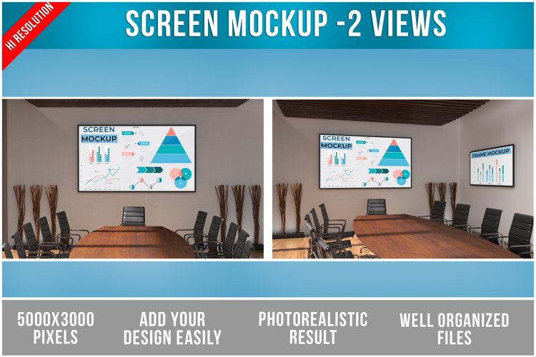 Screen Mockup in a Meeting Room