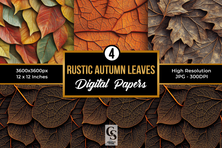 Rustic Autumn Leaves Digital Paper (6062761)