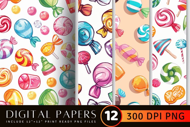 Sweet Candies Digital Paper Backgrounds