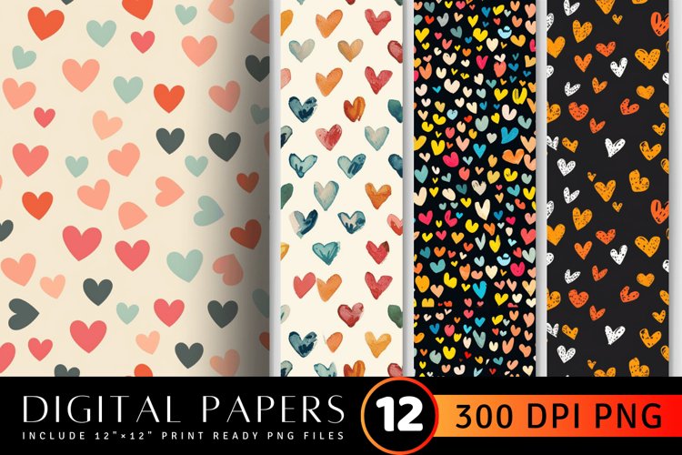 Tiny Hearts Digital Paper Backgrounds