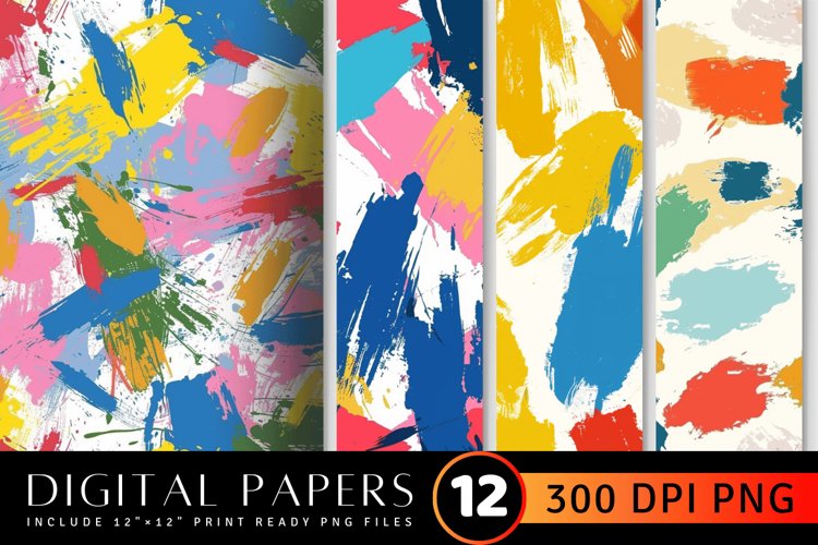 Colorful Paint Smudges Digital Paper Backgrounds
