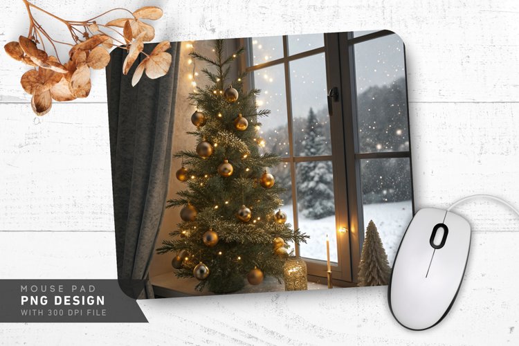 Golden Holiday Glow Mouse Pad PNG Design