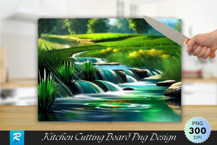 Water Stream Flowing Cutting Board Sublimation Design