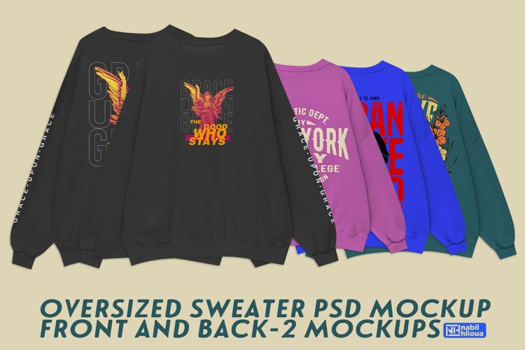 oversize sweatshirt Mockup PSD Template for POD