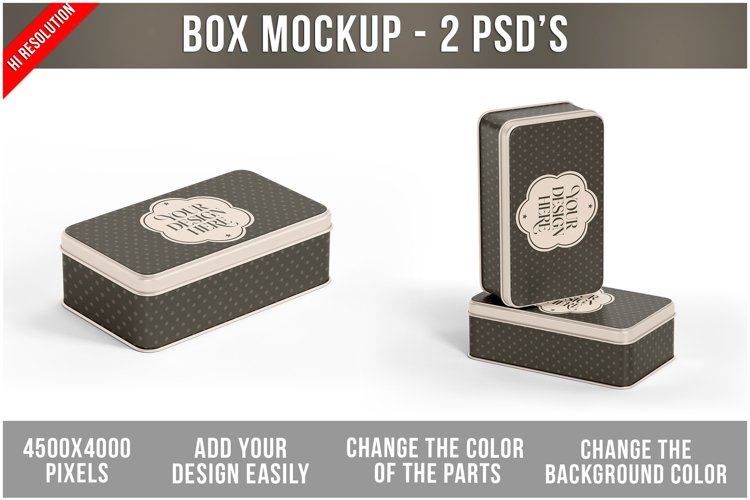 Rectangular Metal Box Mockup