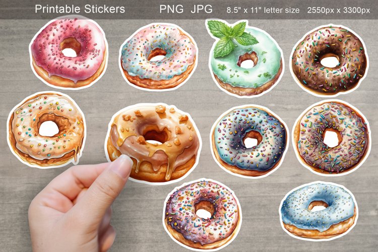 Donuts Stickers | Printable Watercolor Stickers (2532474)
