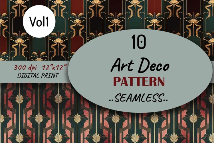 10 Vintage Art Deco Seamless Digital Paper For Download