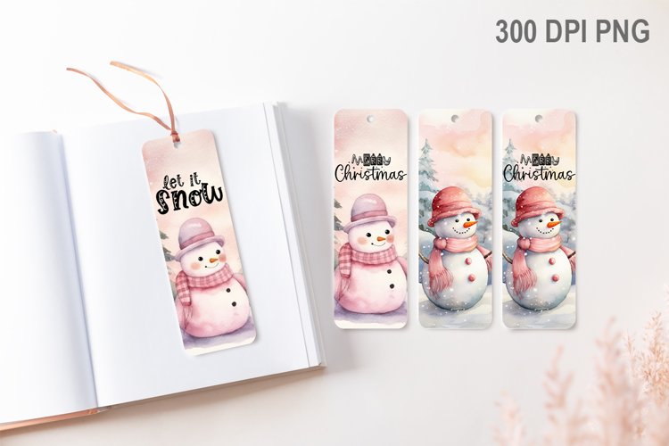 Christmas Pink Snowman Bookmark