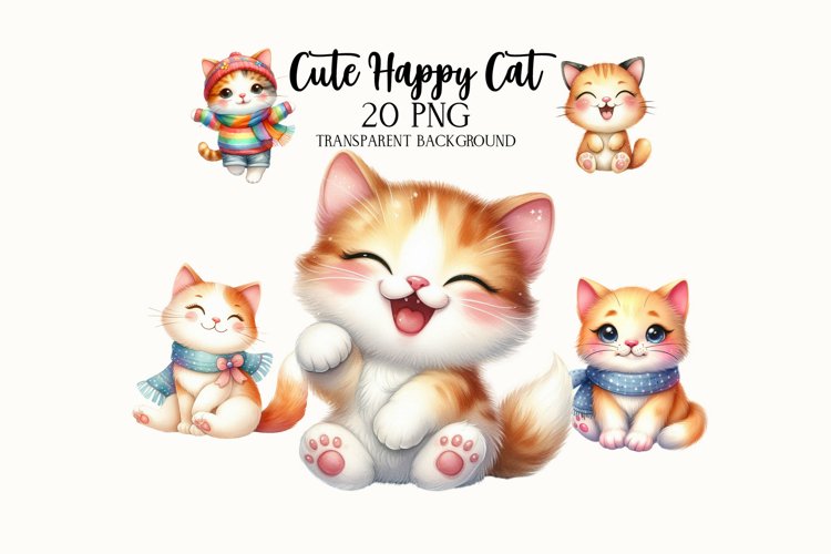 Little Cute Happy Cat Clipart