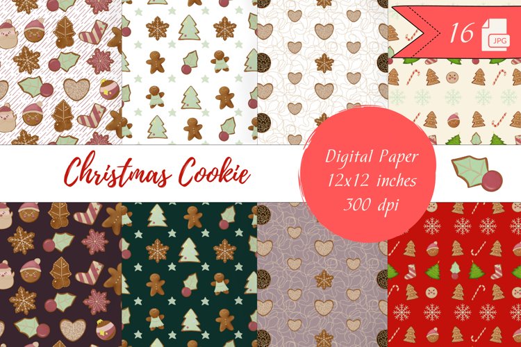 Christmas gingerbread digital paper seamless pattern