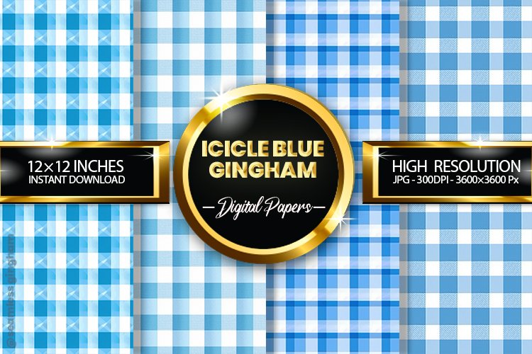 Icicle Blue Gingham Digital Papers 04 Variation (3271221)