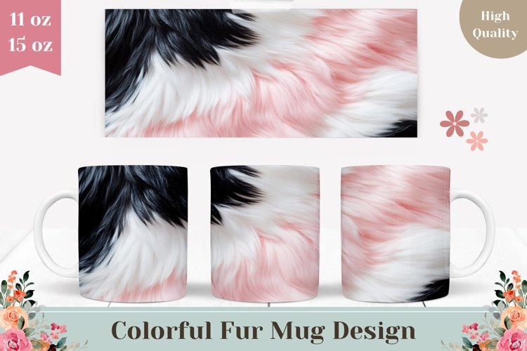 Colorful Fur Mug Wrap Design, Pink Fur Mug (5148069)