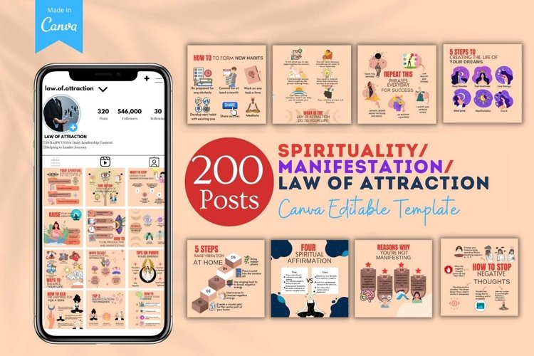 Law of Attraction Posts - Canva Editable Templates