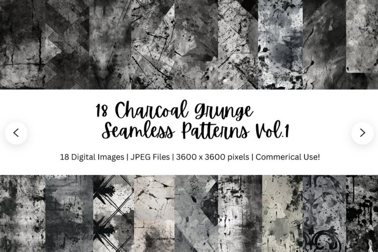 18 Charcoal Grunge Seamless Patterns - 300DPI