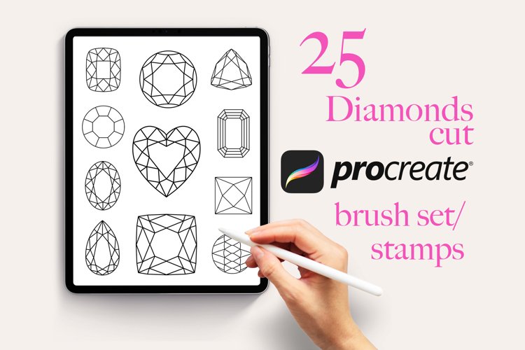 25 Diamond Cut Crystal Gems Procreate Stamps