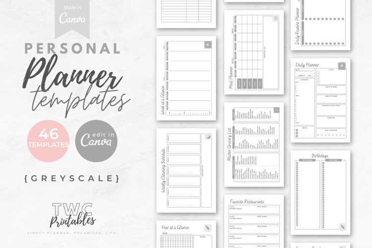 personal planner canva templates