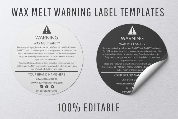 Wax Melt Warning Label Template Two Variations 1869630 