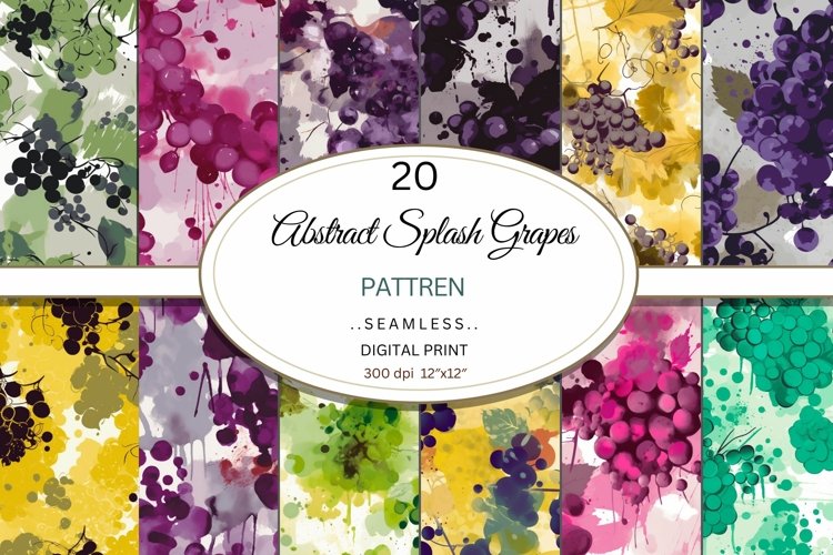 Abstract Seamless Grape| Colorful Dripping Splashes Backdrop