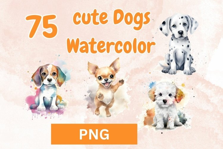 75 Variations cute dog watercolor
