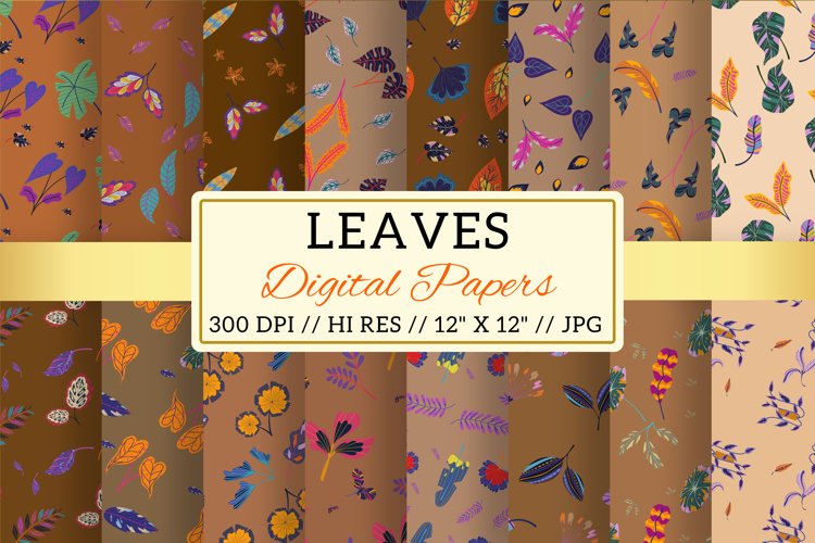 Brown Leaf Digital Papers Patterns, Leaves, Leafy, Seamless
