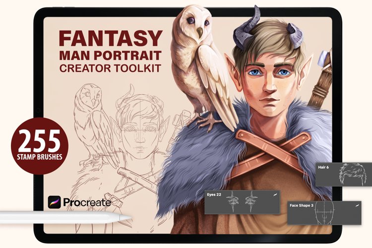 PROCREATE FANTASY MEN PORTRAIT CREATOR TOOLKIT