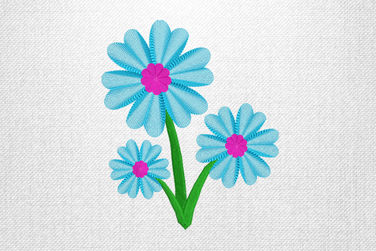 Blue Daisy Trio Embroidery Design